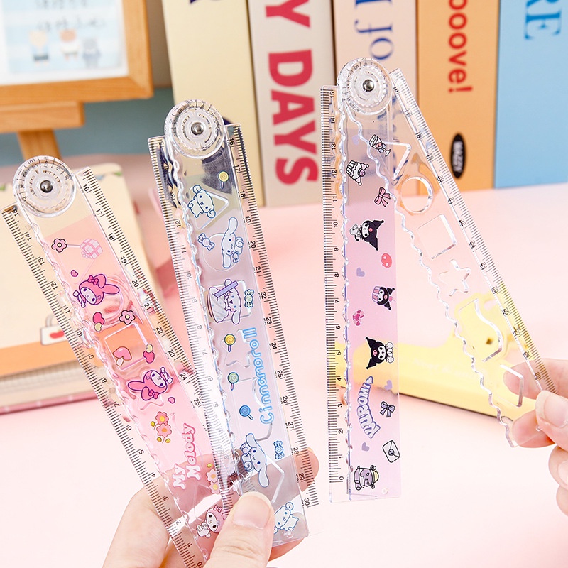 Student Cartoon Folding Ruler Sanrio 30cm Ruler Hollow Pattern Wave ...