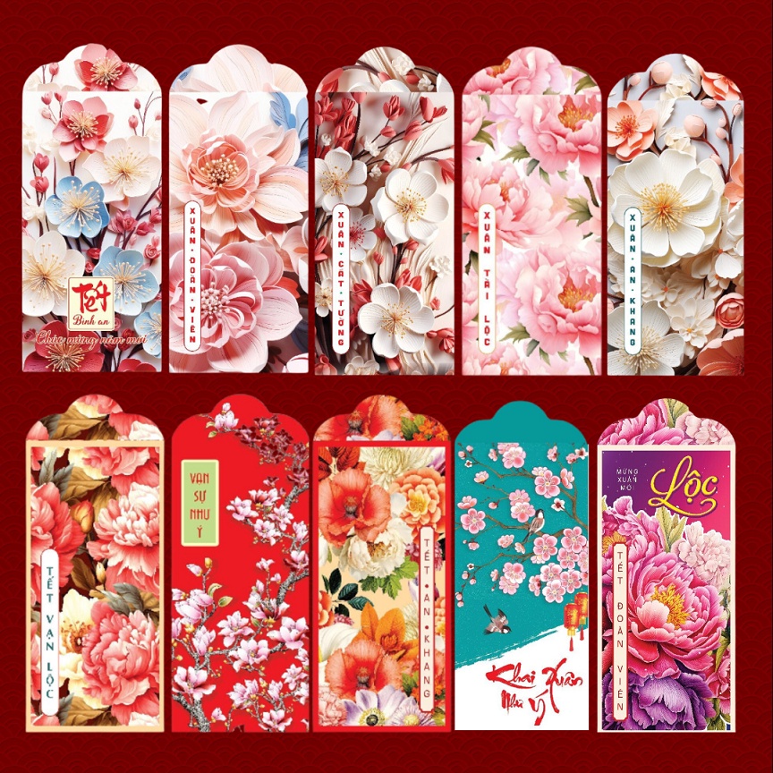Set Of 10, 50, 100 Red Packets Set 100 CNY 2024 Giap Giap Gian ...