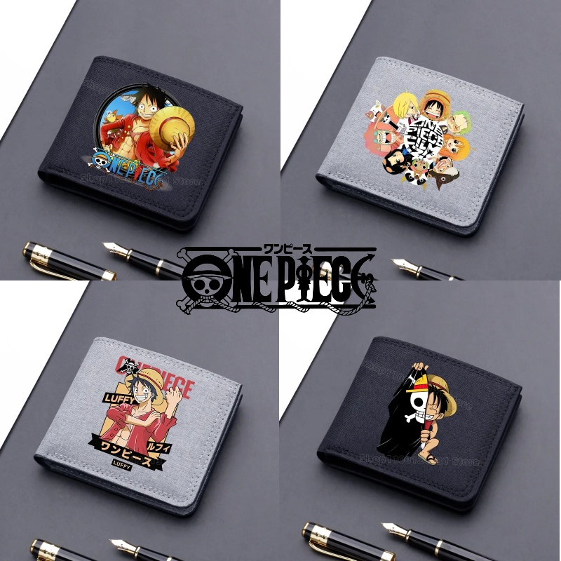 New ONE PIECE Canvas Wallet Luffy Zoro Wallet Foldable Portable Anime ...