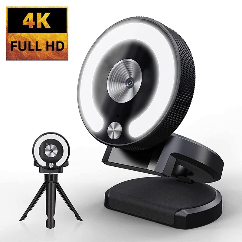 4K Webcam Full HD 2K Mini Web Camera with Fill Light Laptop PC Computer ...