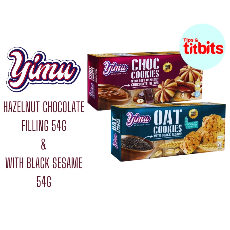 YIMU COOKIES WITH 54G /HAZELNUT CHOCOLATE FILLING / WITH BLACK SESAME ...