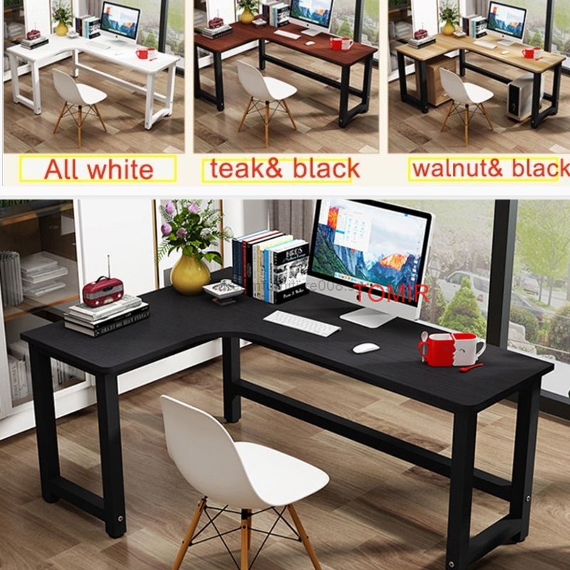 Laptop Computer Wood L-Shaped Desk Table Office Desk Study Table Space-Saving Easy To Assemble ...