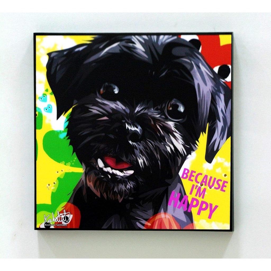 Cute Happy Dog Poster POP Art Print Painting on Canvas Motivational ...