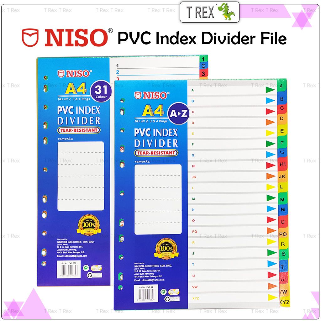 Niso A4 PVC Index Divider File / Document Divider / Paper Sorting ...