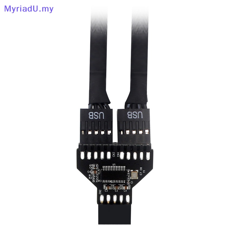 MyriadU USB 2.0 1 To 2 Port 9 Pin Cable Adapter Motherboard Front Panel ...