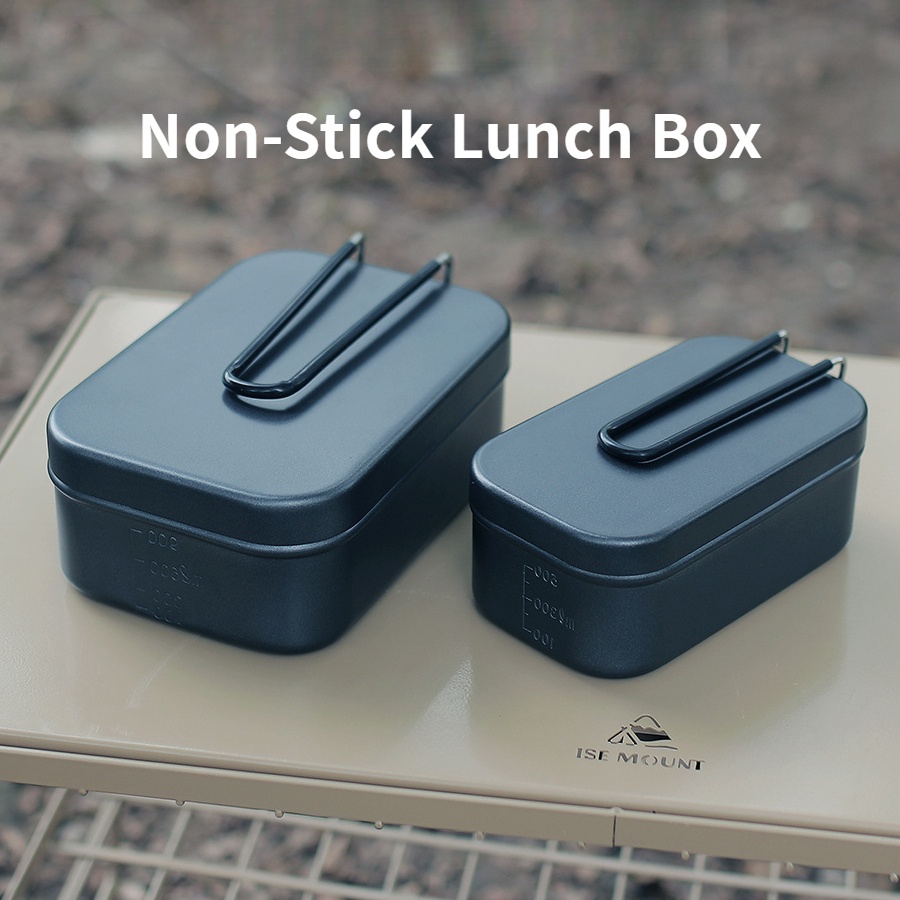 Outdoor Non-Stick Lunch Box Camping Heatable Folding Handle Lunch Box ...