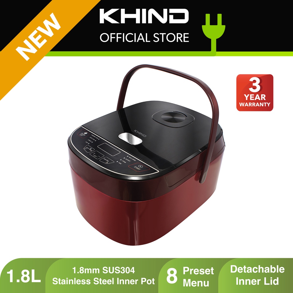 KHIND Anshin Fuzzy Logic Jar Rice Cooker RCM18SS | Shopee Malaysia