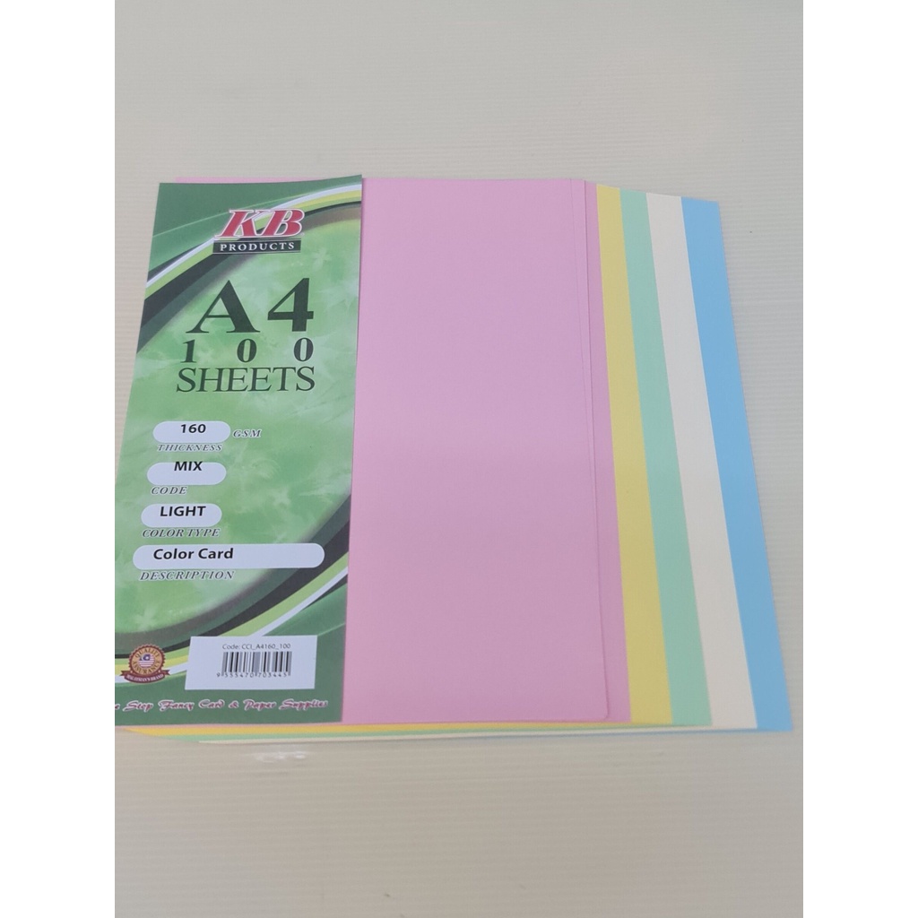 LUCKYSTAR A4 PREMIUM COLOUR PAPER 160gsm / 3 SHEET CARD ( LIGHT COLORS ...