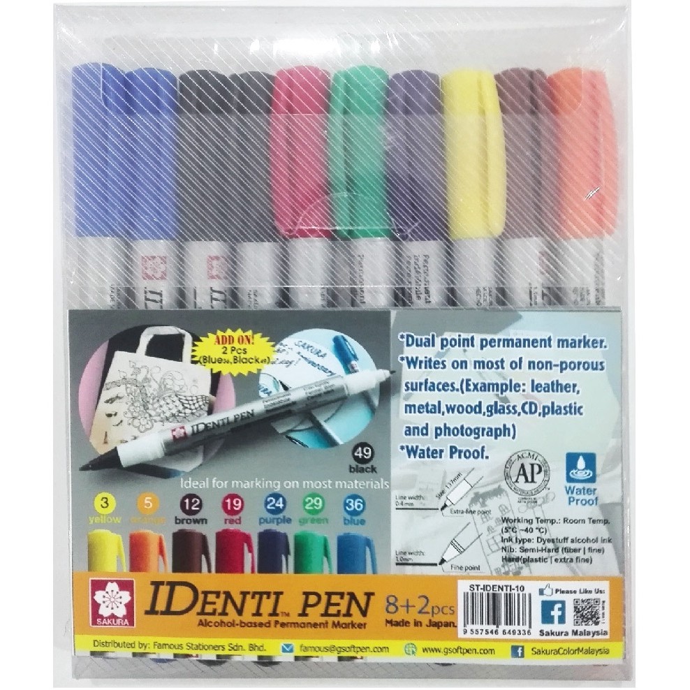 Sakura Identi Pen - Set of 10 Pens (Permanent Pen) | Shopee Malaysia