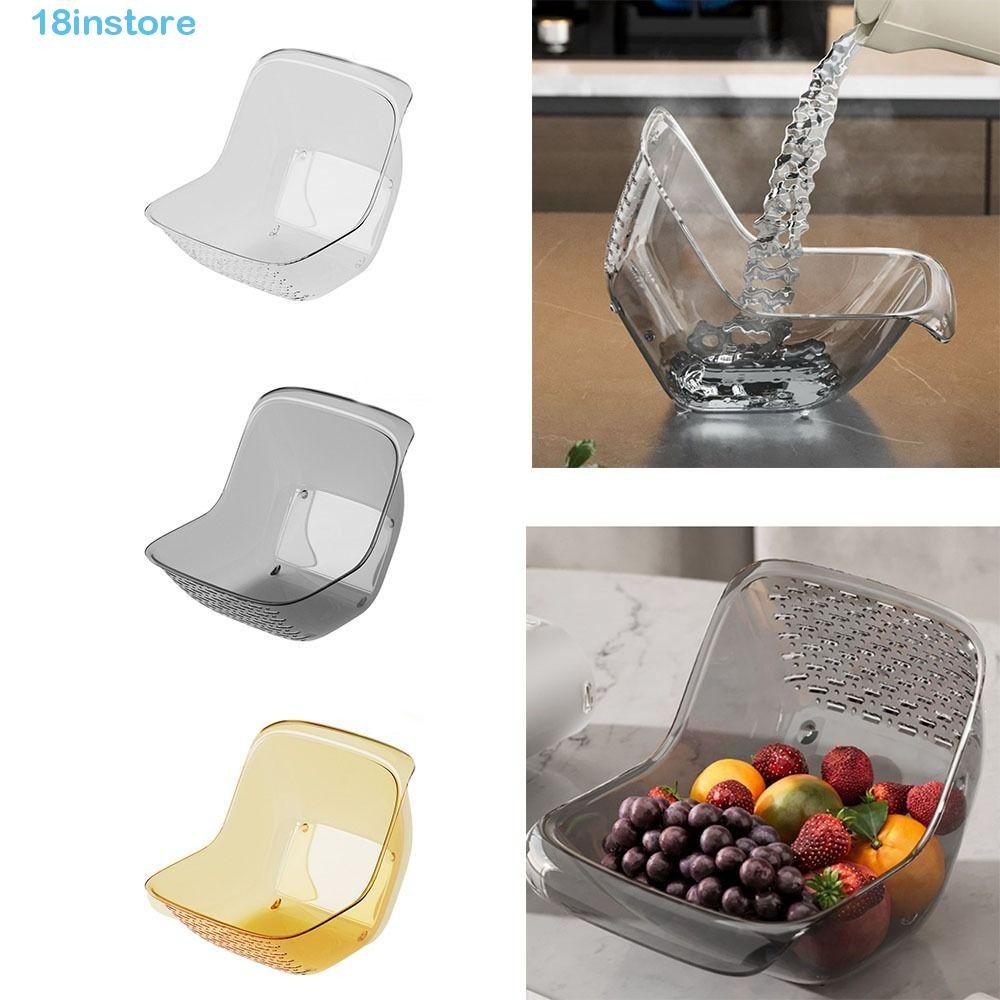 INSTORE Fruit Vegetables Draining Bowl, Streamlined Design Transparent ...