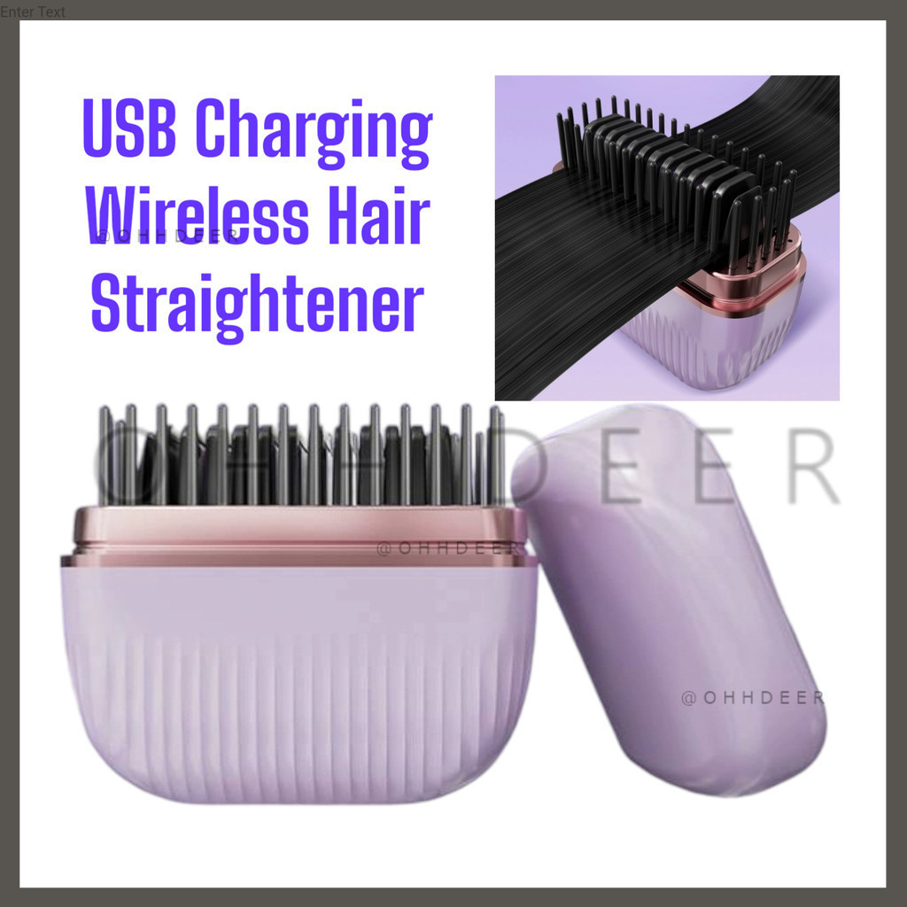 OHHDEER Mini Rechargeable Wireless Hair Straightener Comb Portable ...