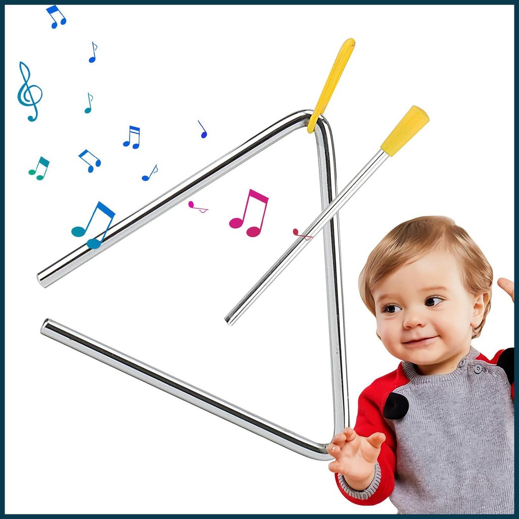 Rhythm Steel Triangles Metal Percussion Triangles Beaters Rhythm Bell ...