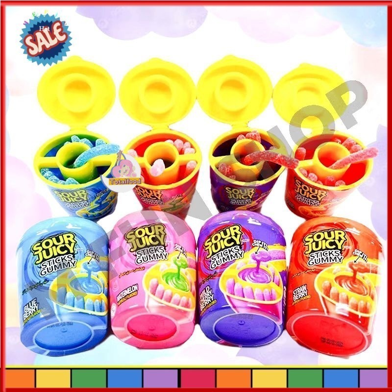 60g/btl KHY Sour Juicy Gummy Stick candy with fruit jam dip and chew it ...