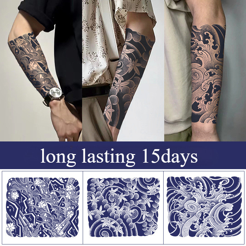 herbal tattoo sticker waterproof men's long-lasting 15days small arms ...