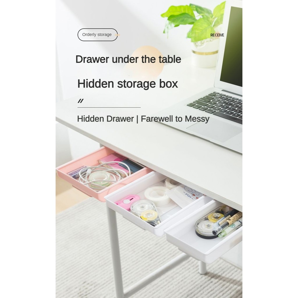 Desk Drawer Box Hidden Storage Box Student Desk Bedroom Private Money ...
