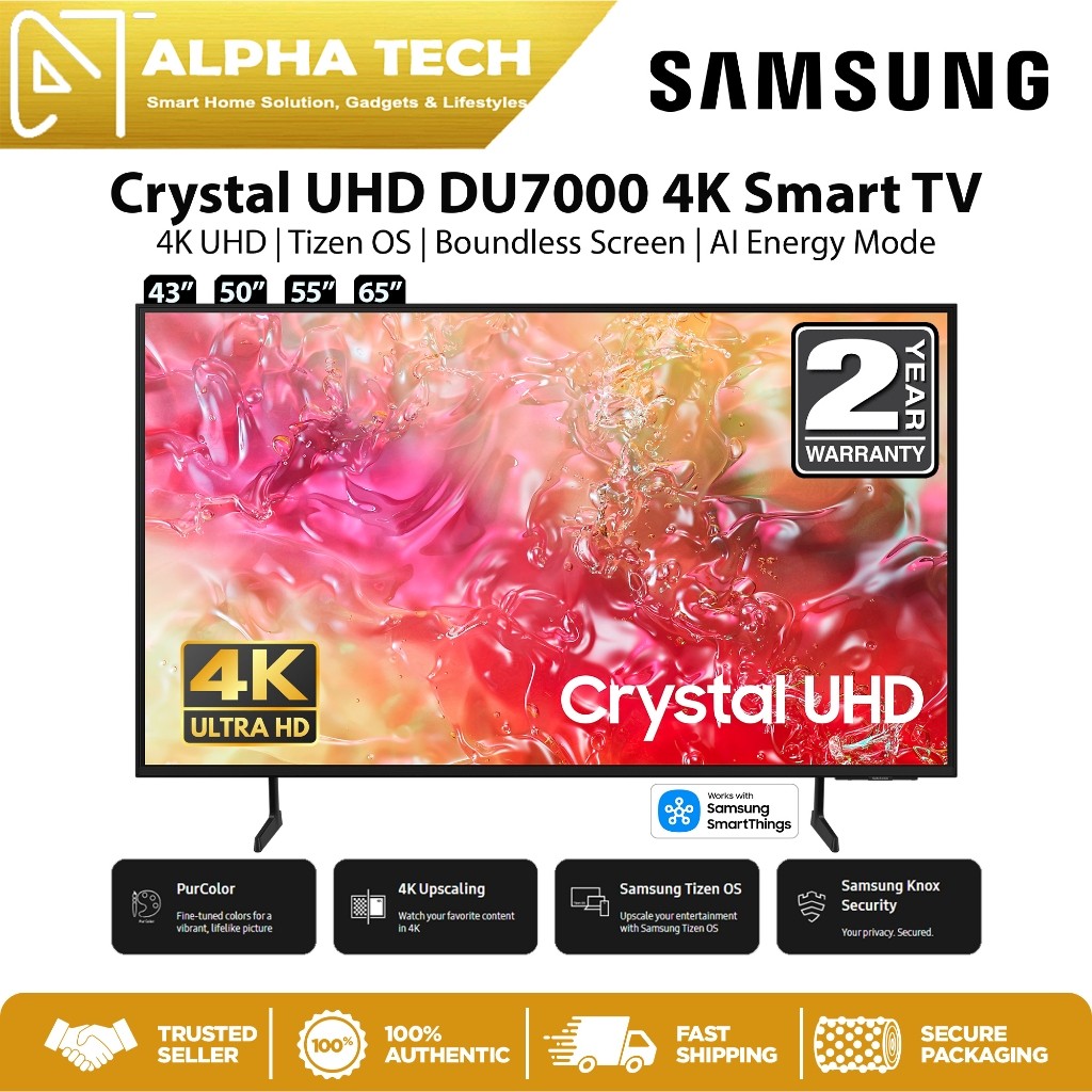 Samsung Smart TV DU7000 Crystal 4K UHD (43" | 50" | 55" | 65" inches) - PurColor | Smart Hub ...