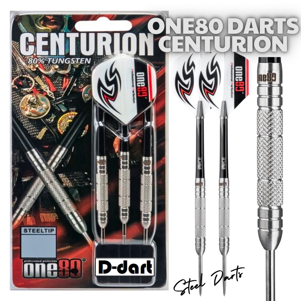 ONE80 STEEL TIP DARTS - 19G/21G/23G CENTURION 80% VHD TUNGSTEN KNURLED STEEL DARTS (ARROW DART ...