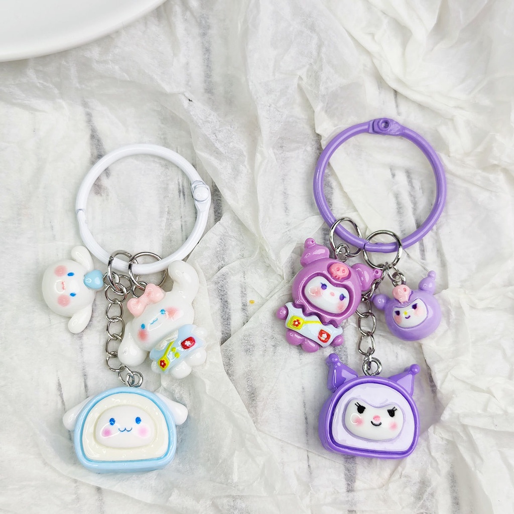 Kawaii Sanrio Keychain Cute Cartoon Kuromi Hello Kitty Cinnamoroll Car ...