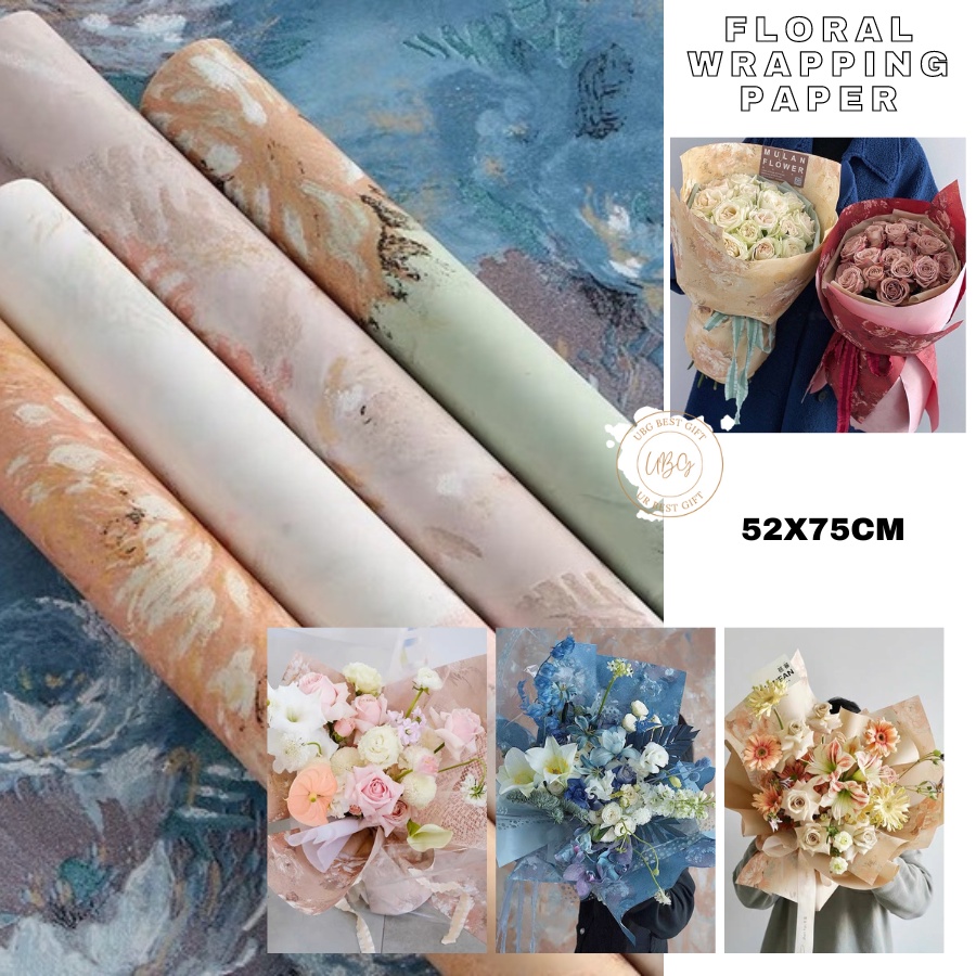 Vintage Floral Flower Design Theme Wrapper Wrapping Paper Bouquet Gift ...