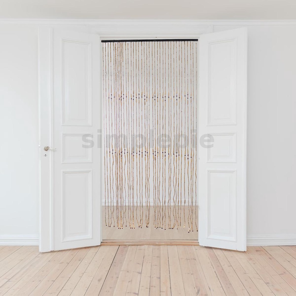 31 Line Wave Handmade Fly Screen Wooden Beads Curtain 90x220cm Wooden ...
