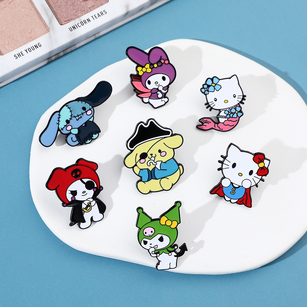 Cartoon Cute Funny Sanrio Enamel Pins Kawaii Kuromi Mymelody HelloKitty ...