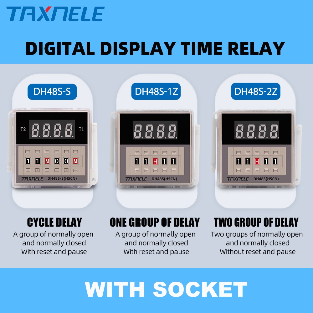 TAXNELE DH48S-2Z DH48S-1Z DH48S-S Digital Timer Relay AC110V 220V DC ...