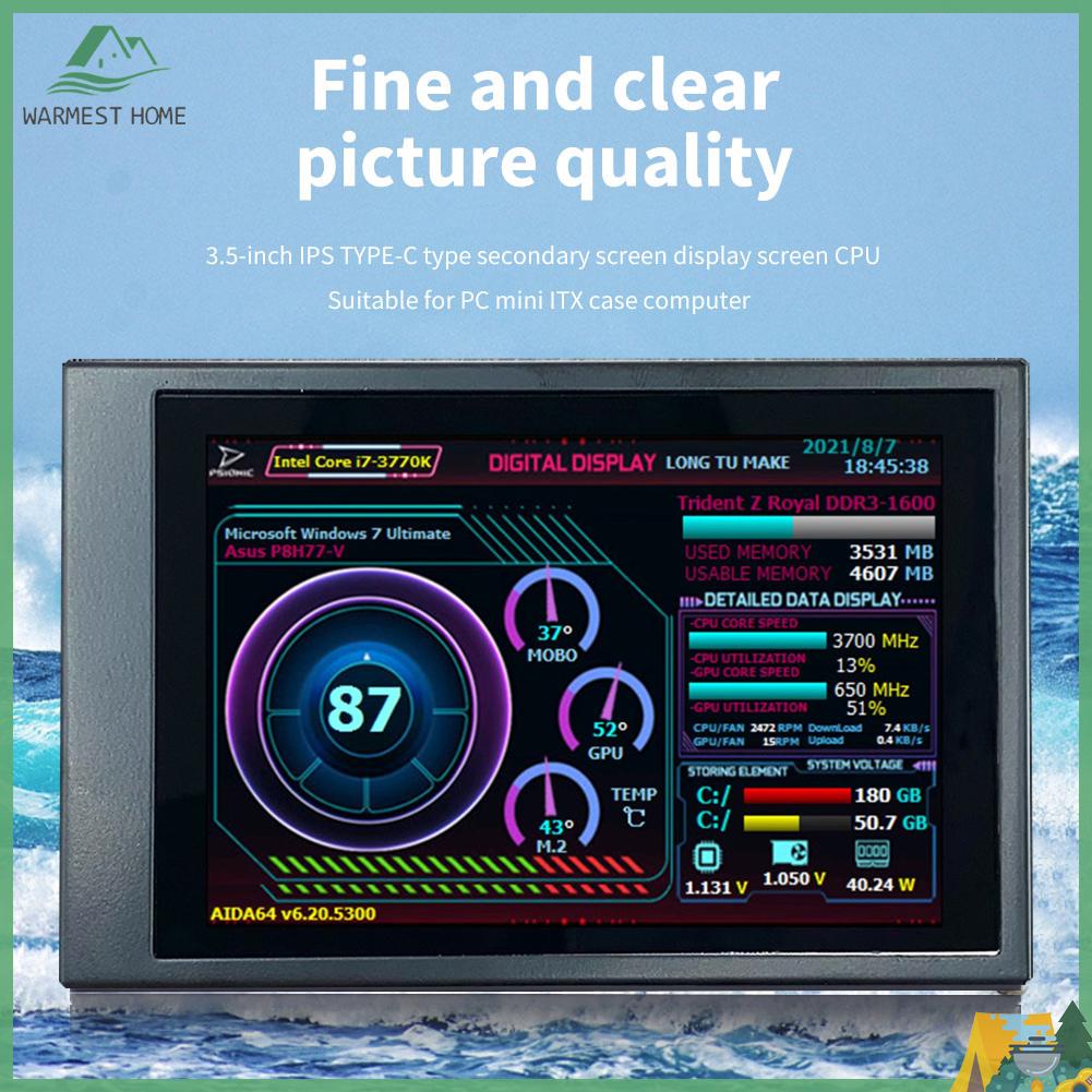 {Warm} 3.5 Inch LCD Monitor Metal Shell PC Secondary Screen AIDA64 Mini ...