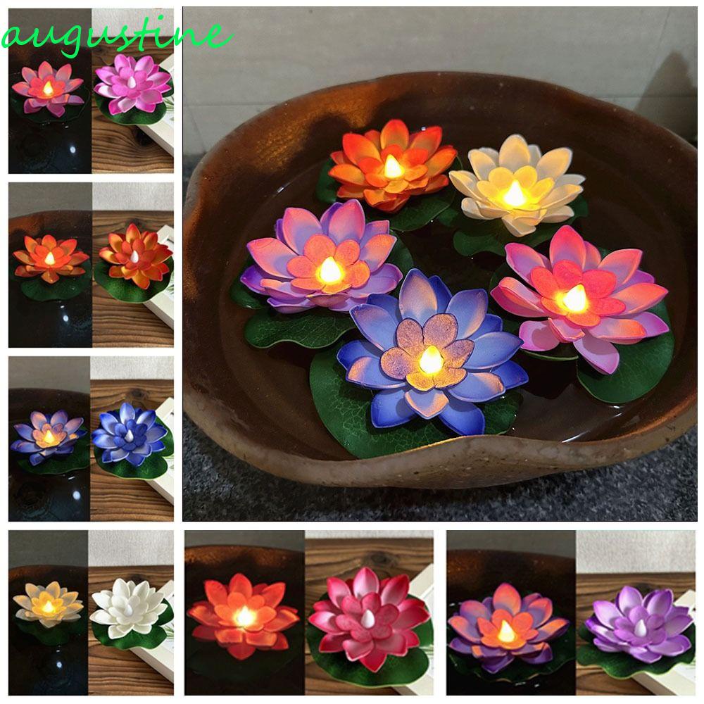 AUGUSTINE Artificial Lotus Lamp, Waterproof LED Electronic Candle ...