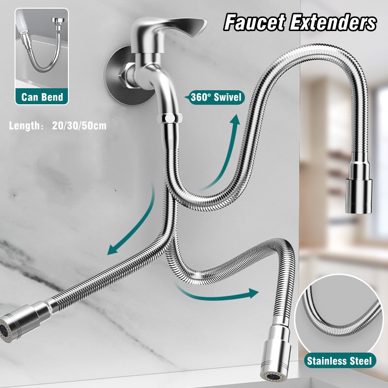 Stainless Steel Universal Faucet Extender 360° Rotation Kitchen Anti ...