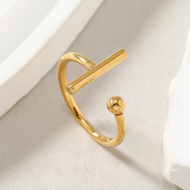 Brand new fashion titanium steel T-type opening ring,retro style stainless steel women's ring ...