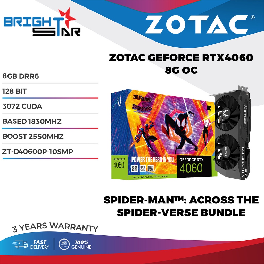 ZOTAC GAMING GeForce RTX 4060 8GB OC Spider-Man™: Across The Spider ...