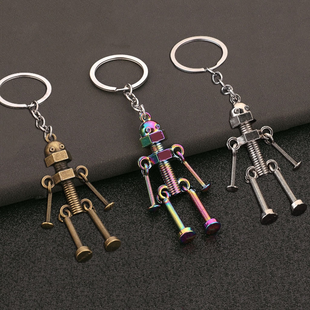 Colorful Cute Metal Robot Keychain Cool Screw Keychain Mini Tool Key ...