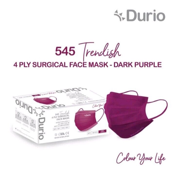 DURIO (DARK PURPLE) FACE MASK Surgical 4 PLY ( SIRIM Certified ...