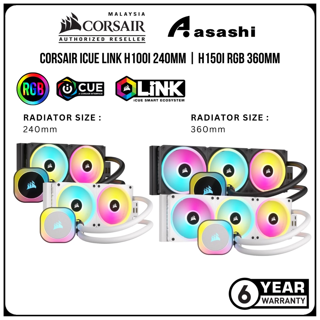 Corsair iCUE LINK H100i RGB 240mm | H150i RGB 360mm Liquid CPU Cooler w ...