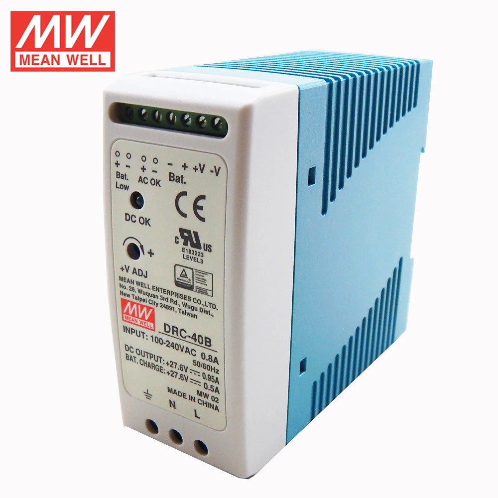MEAN WELL DRC-40B Switching Power Supply 40W 24~30V 110V/220V AC to 27 ...