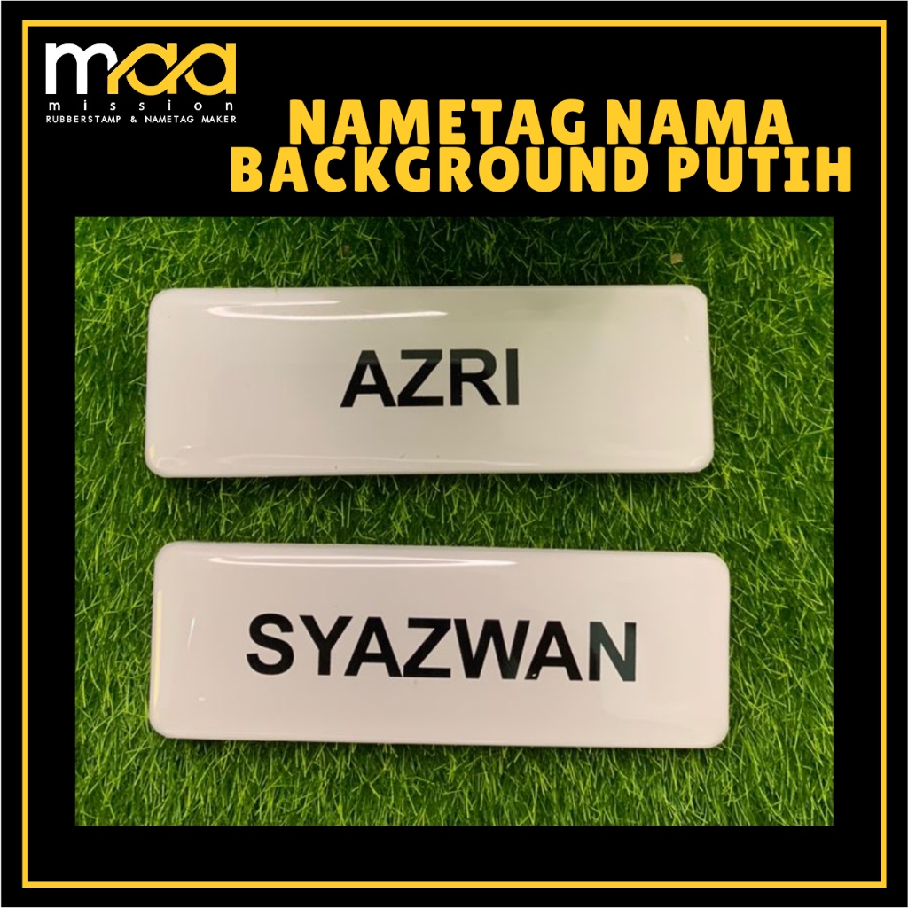 Name Tag White Base | METAL ARYLIC (75X25MM / 70X20MM ) | Shopee Malaysia