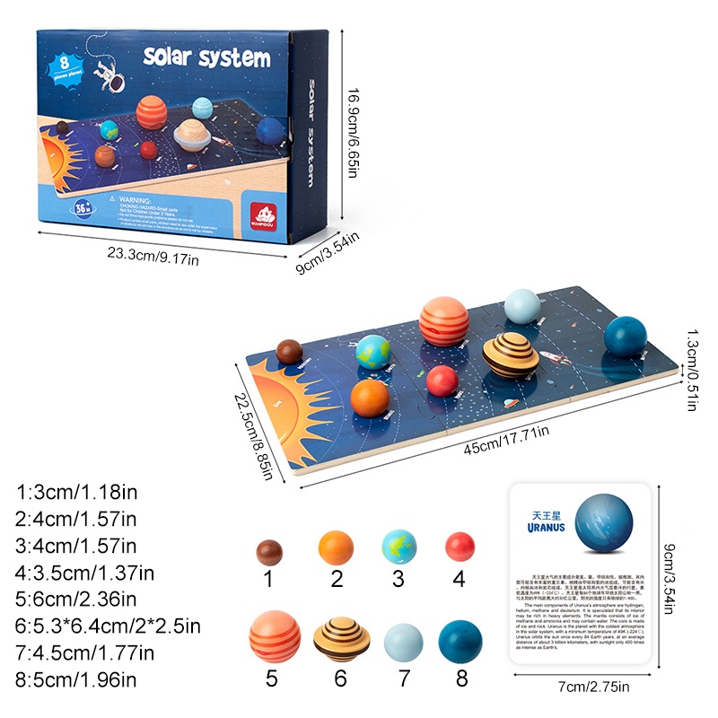 1 Set of 8 Planet Cognition Wooden Puzzle Solar System Jigsaw Planet ...