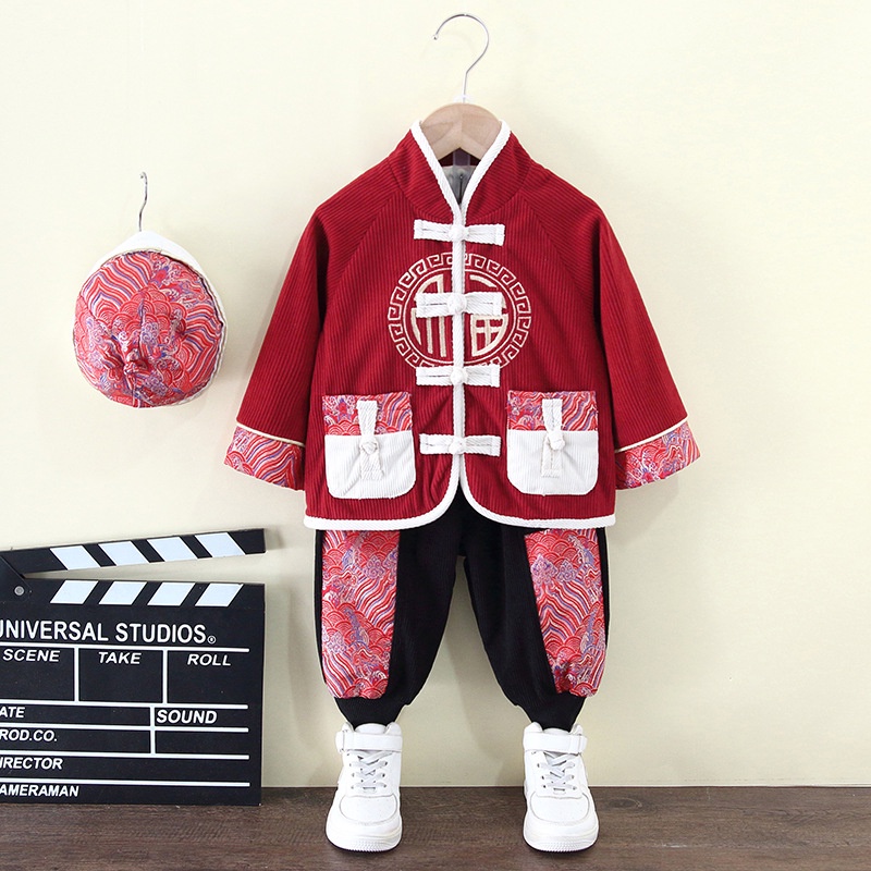2pcs Baby Kids Cheongsam Hanfu Sets with Cap Chinese New Year Tang ...