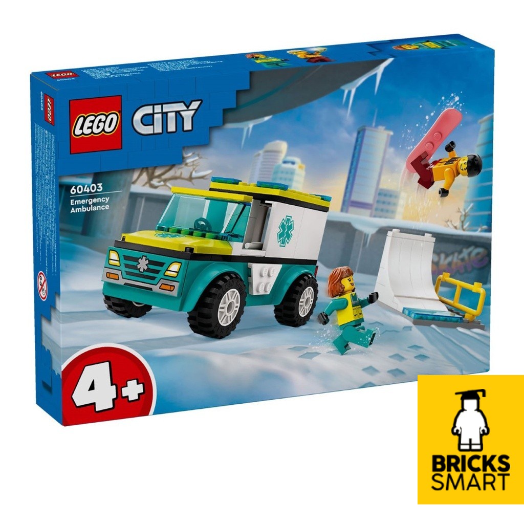 LEGO 60403 City Emergency Ambulance and Snowboarder Building Toy Set ...