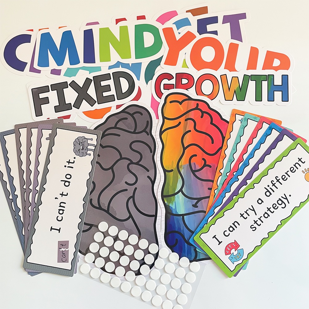 Human Brain Growth Mindset Posters for Kids Children Overcome Negative ...