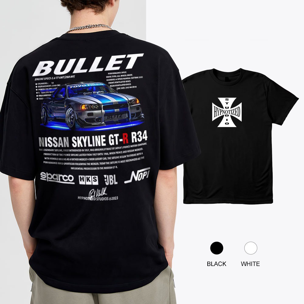 Sports car series clothing R34 GT-R fashionable car printed T-shirt ...