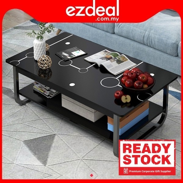 2 Tiers Modern Table Rectangle Wooden Tea Coffee Table Side Table Living Hall Furniture Meja ...
