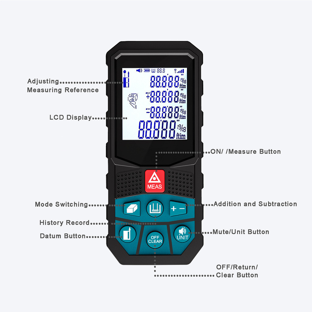 Laser Rangefinder Smart LCD Distance Meter Digital High Precision ...