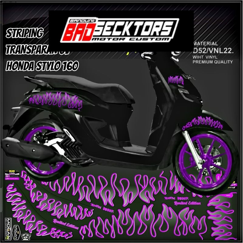 UNGU Transparent Uv Variation Striping Decal Honda Stylo 160 Api Stylo ...