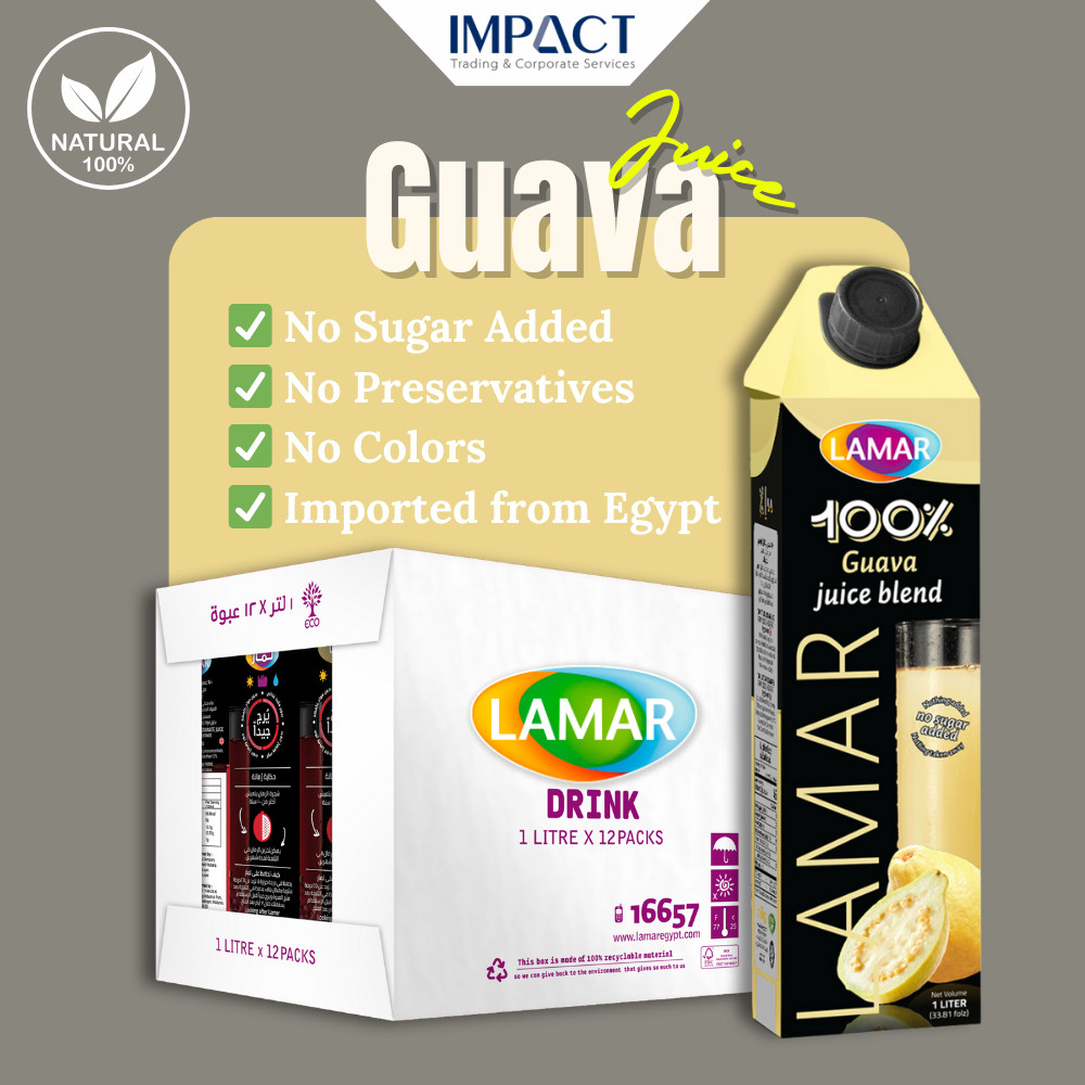 LAMAR Guava Juice [ 1L X 12pcs ] 100% Natural Imported From Egypt 100% Jus Buah Jambu Batu 1L ...