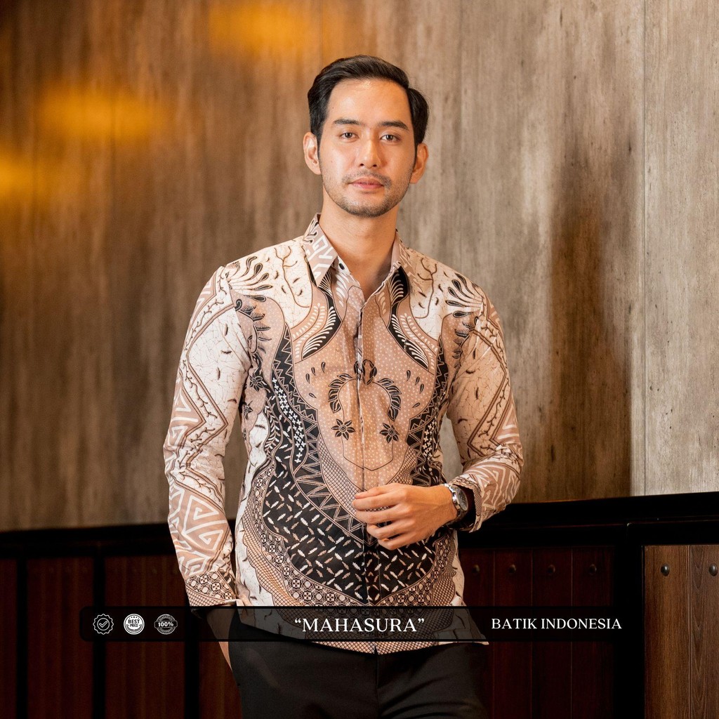 KEMEJA Indonesian Batik Motif MAHASURA Men's Batik Shirt Long Sleeve ...
