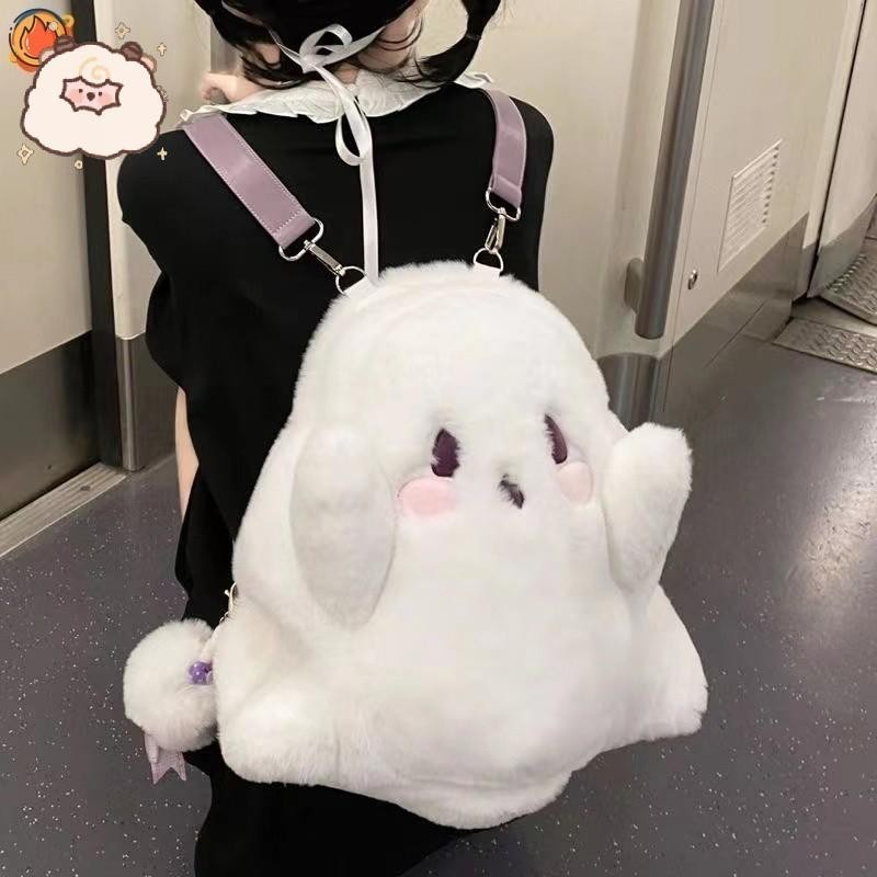 Kawaii Gothic Plush Backpack Goth Plush Fluffy Bag Dark Gothic Backpack ...
