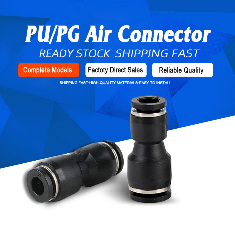 PU PG Pneumatic Air Fittings Push-in Hose Adapter Pipe Quick Connector Straight Tube Joint 12-8 ...