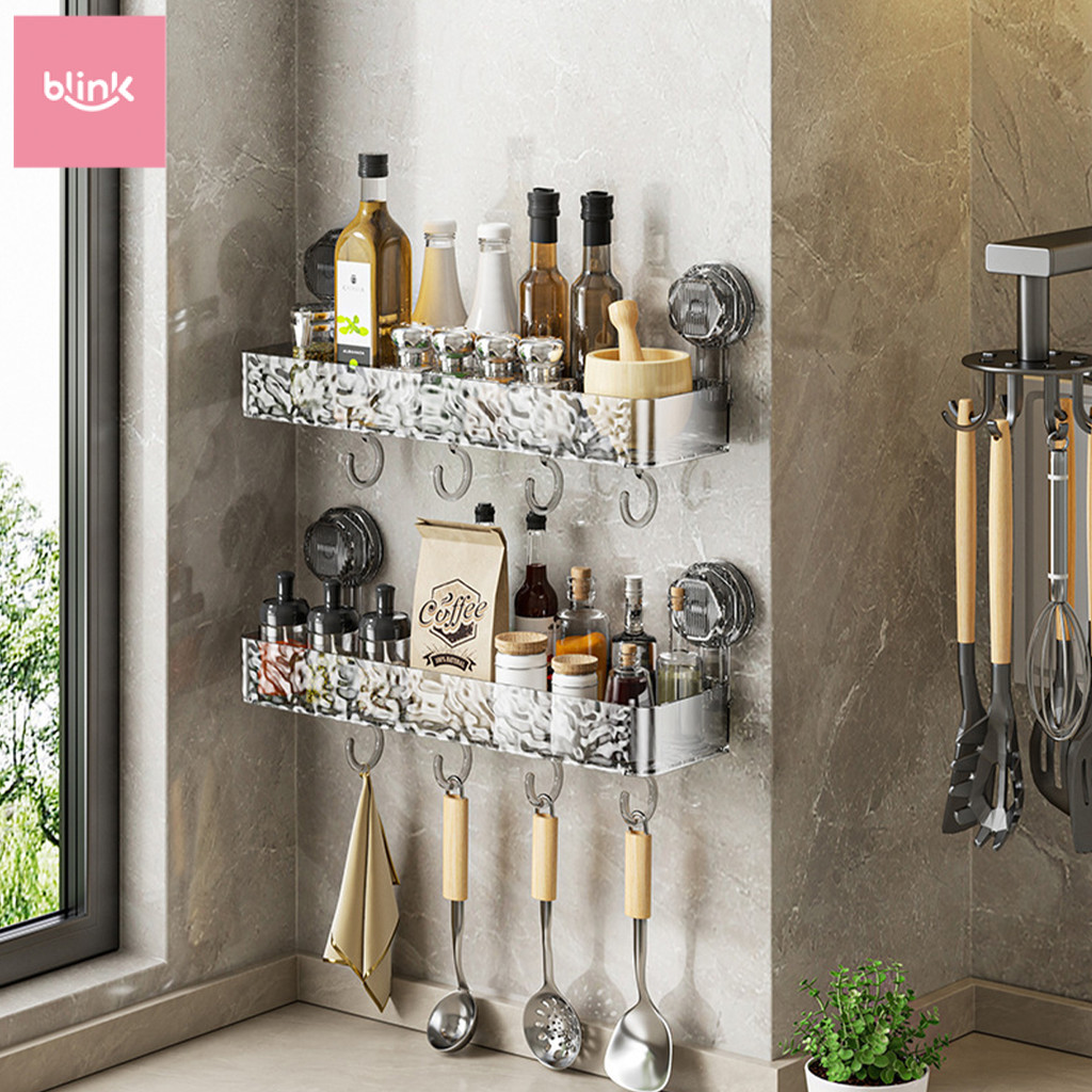 Kitchen Cup Suction Storage Rack Punch-Free Rak penyimpanan sedutan ...