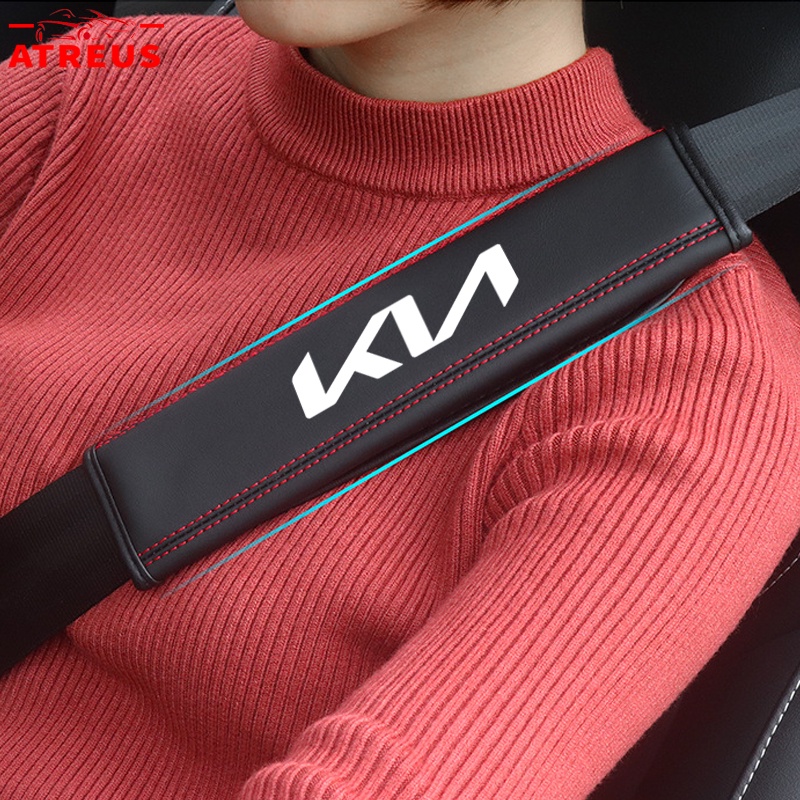 2Pcs KIA Universal Car Safety Seat Belt Cover Leather Safety Belts ...